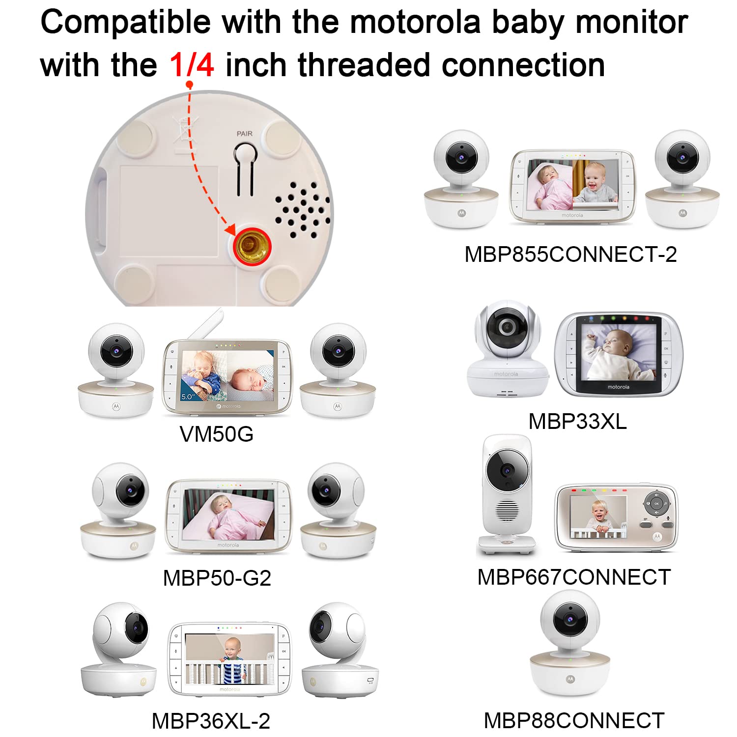 SZAOYU Baby Monitor Mount Compatible with Vtech VM901 & VM919HD and Other Baby Monitor Camera with1/4 Threaded,15.7 inches Flexible Clip Clamp Mount Long Gooseneck Arm,Holder