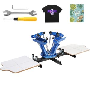 vevor screen printer 4 color 2 station silk screen printing kit 55x45cm t-shirt screen printing machine screenprint press (4 color 2 station)