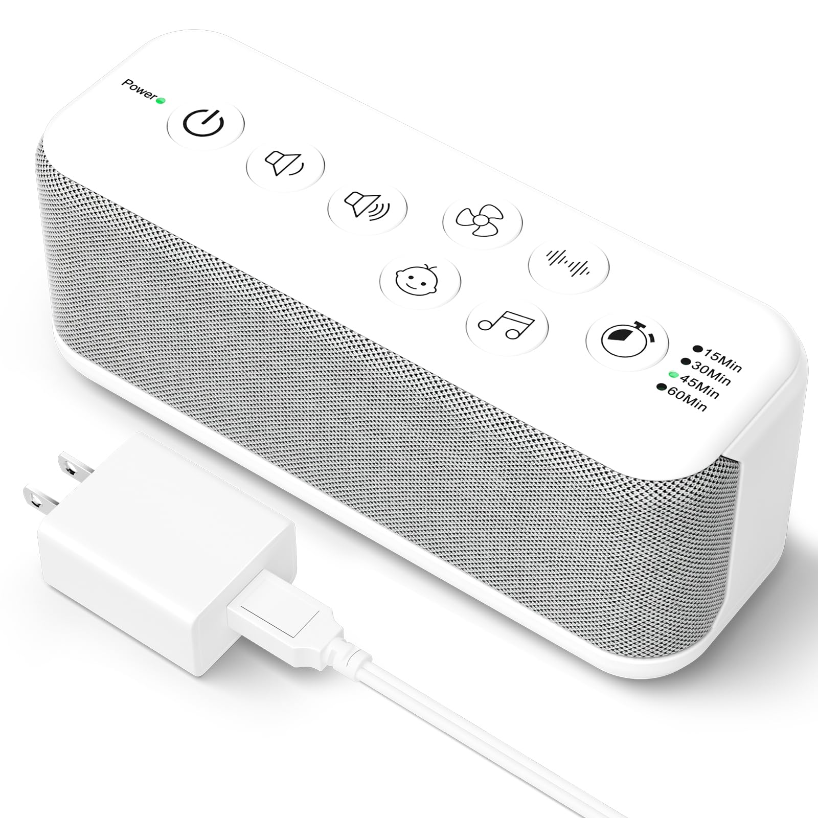 White Noise Machine for Adults, USB Rechargeable Sound Machine with 42 Soothing Sounds for Sleeping with Lullabies & Fan Sounds, Auto-Off Timer & Volume Control, Noise Cancelling for Office Privacy