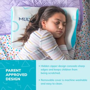 MLILY Kids Pillow for Sleeping, Adjustable Kids Memory Foam Pillow for Bed Set, Breathable and Cooling Pillows for Kids Boy Girl, CertiPUR-US Certified, 12x20 Inch, Blue