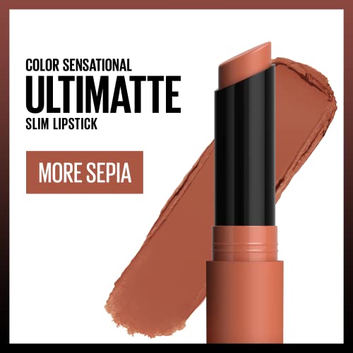 Maybelline Color Sensational Ultimatte Matte Lipstick, Non-Drying, Intense Color Pigment, More Sepia, Mid-Tone Camel, 1 Count