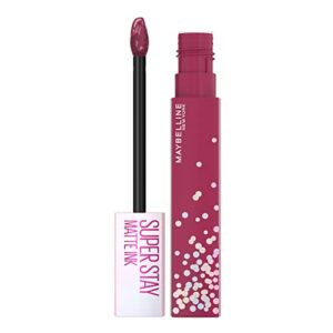 maybelline new york super stay matte ink liquid lipstick, transfer proof, long lasting, limited edition birthday cake scented shades, party goer, 0.17 fl oz