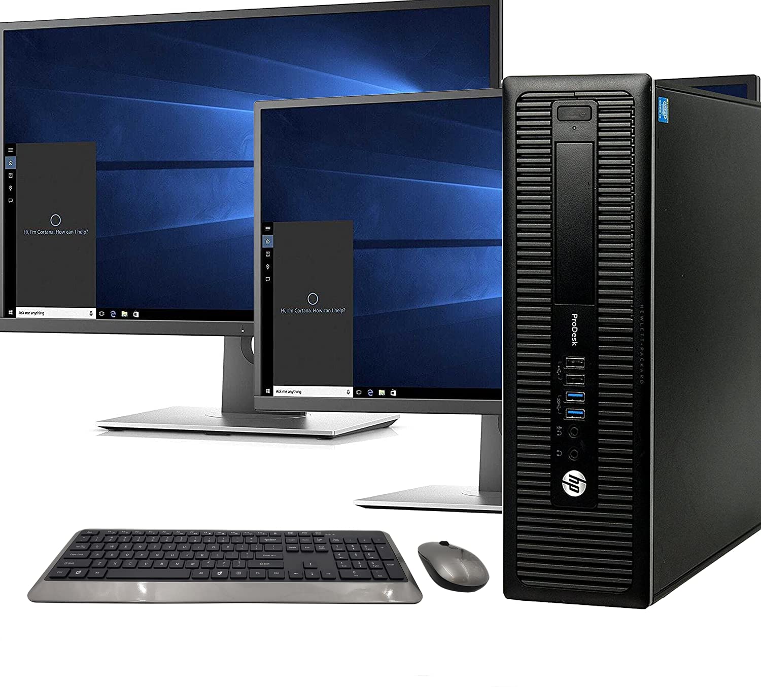 HP 600 G1 SFF Computer Desktop PC, Intel Core i7 3.4GHz Processor, 16GB Ram, 128GB M.2 SSD, 2TB HDD, Wireless Keyboard Mouse, WiFi | Bluetooth, New HP Dual 27 FHD LED Monitor, Windows 10 (Renewed)