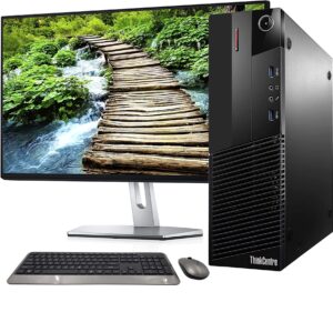 lenovo m93p sff computer desktop pc, intel core i7 3.4ghz, 16gb ram, 512gb m.2 ssd, wireless keyboard & mouse, wifi | bluetooth, new 27-inch fhd led monitor, microsoft office 365, windows 10 (renewed)