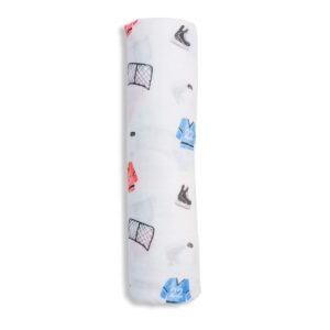 lulujo Baby Cotton Muslin Swaddle Blanket, 47 x 47, Hockey