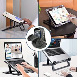 Laptop Cooling Pad, Portable 10-17 Inch Laptop Stand with 2 Rotate Led Fans, Elevator 6 Angle Adjustable Laptop Cooler with Phone, Tablet, Laptop Notebooks Stand Gifts for Men Boys, Black