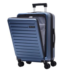 tydeckare 20 inch carrry on luggage with front zipper pocket, 45l, lightweight abs+pc hardshell suitcase with tsa lock & spinner silent wheels, convenient for business trips, ice blue