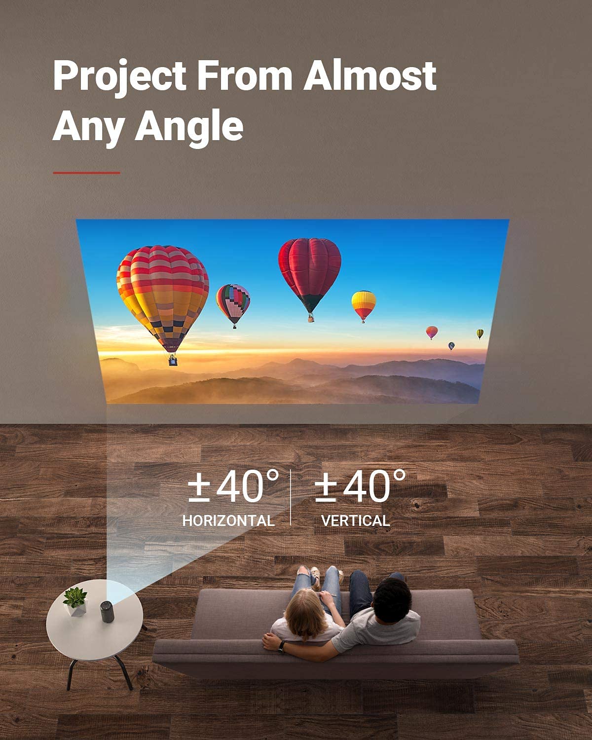 Anker NEBULA Capsule Max, Pint-Sized Wi-Fi Mini Projector with Anker Nebula Projector Lightweight and Adjustable 3-ft Floor Stand