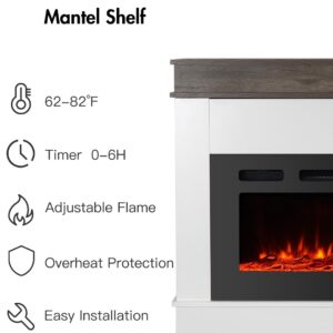 Maxhonor Electric Fireplace Wall Mounted Insert Heater, Glass Panel with Touch Screen or Remote Control, 1500/750W (Black, 30'')