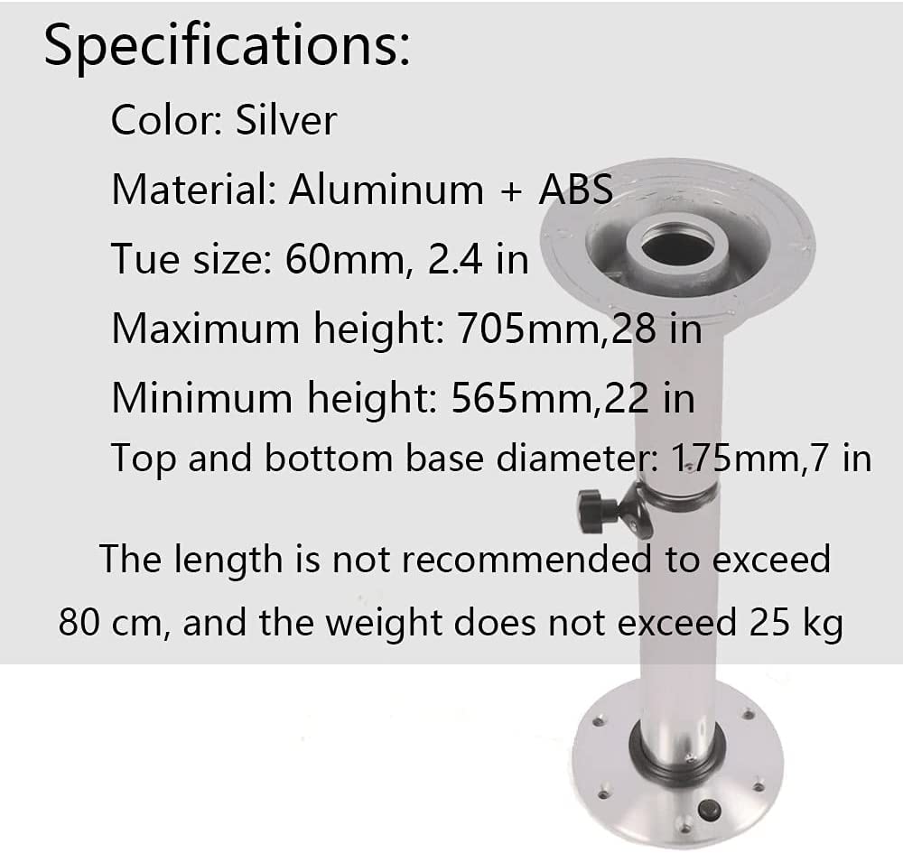 Gdrasuya10 Adjustable Table Pedestal Stand Base for Caravan Motorhome or Boat,Adjustable Telescopic Pedestal 22-28 Inch,Table Pedestal Kit for RV Marine Boat