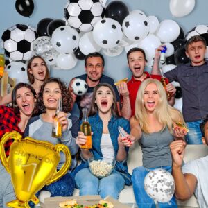 Soccer Party Balloon Arch Kit Soccer Balloon Party Decor Include Soccer Championship Trophy Foil Balloon White Black Latex Balloons for Birthday Soccer Sports Themed Party Supplies