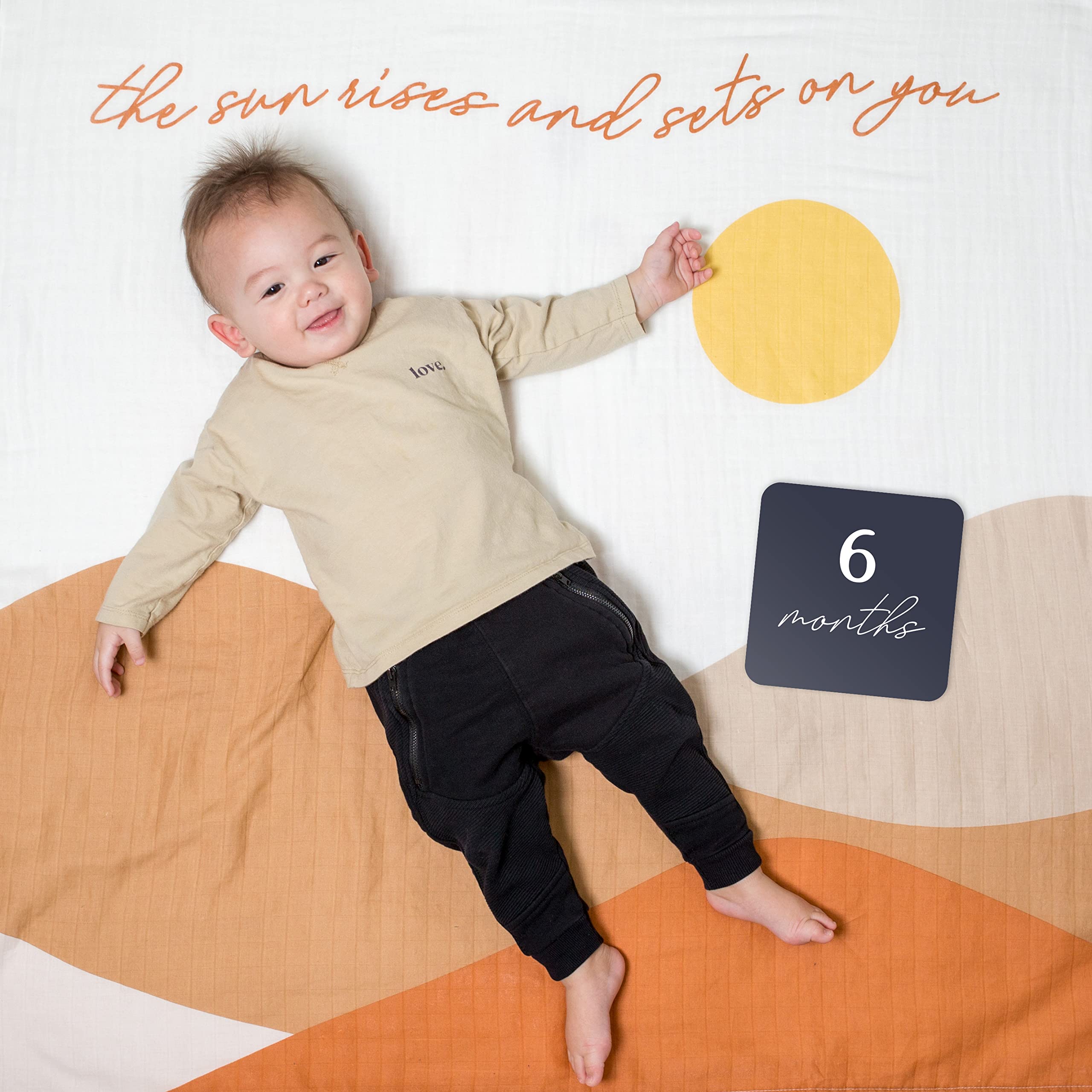 lulujo Baby’s First Year Milestone Blanket and Card Set | 40in x 40in (Sunrise)