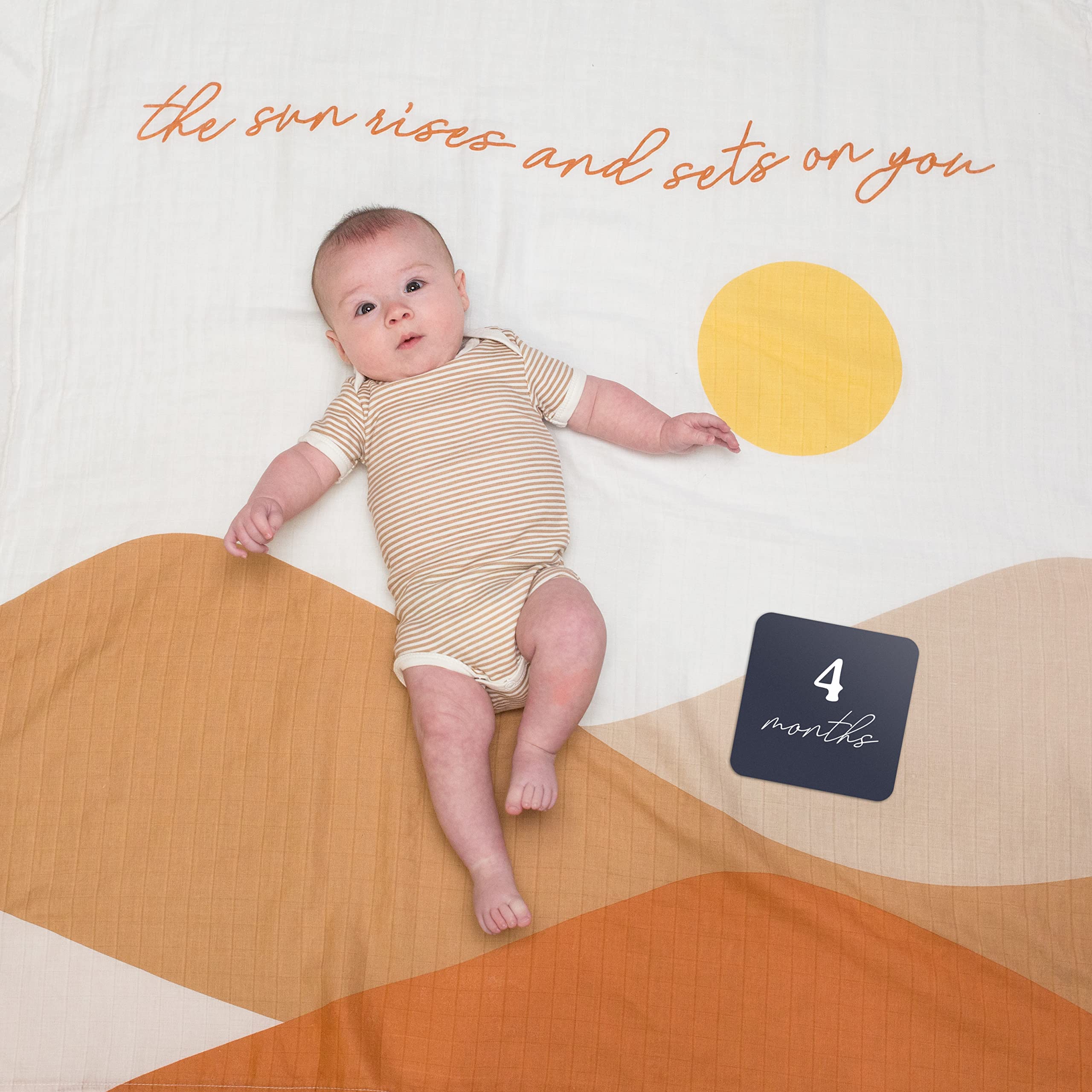 lulujo Baby’s First Year Milestone Blanket and Card Set | 40in x 40in (Sunrise)