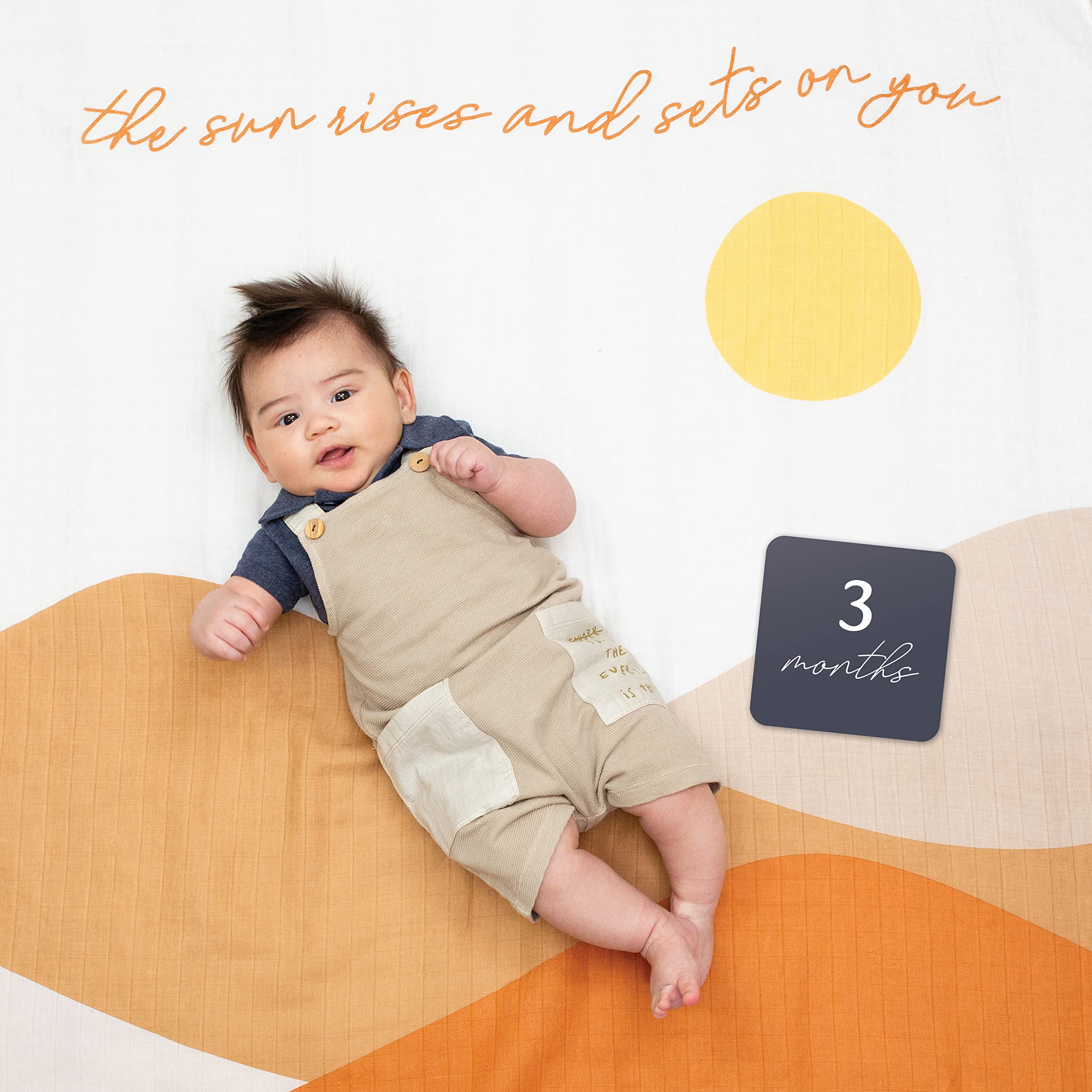 lulujo Baby’s First Year Milestone Blanket and Card Set | 40in x 40in (Sunrise)