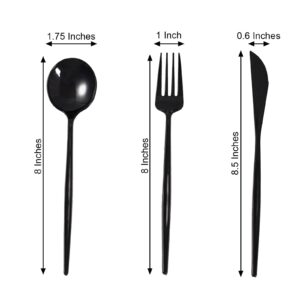 Efavormart 24 Pack | Black Sleek Modern Flatware Set, Premium Plastic Silverware Cutlery Set - 8"