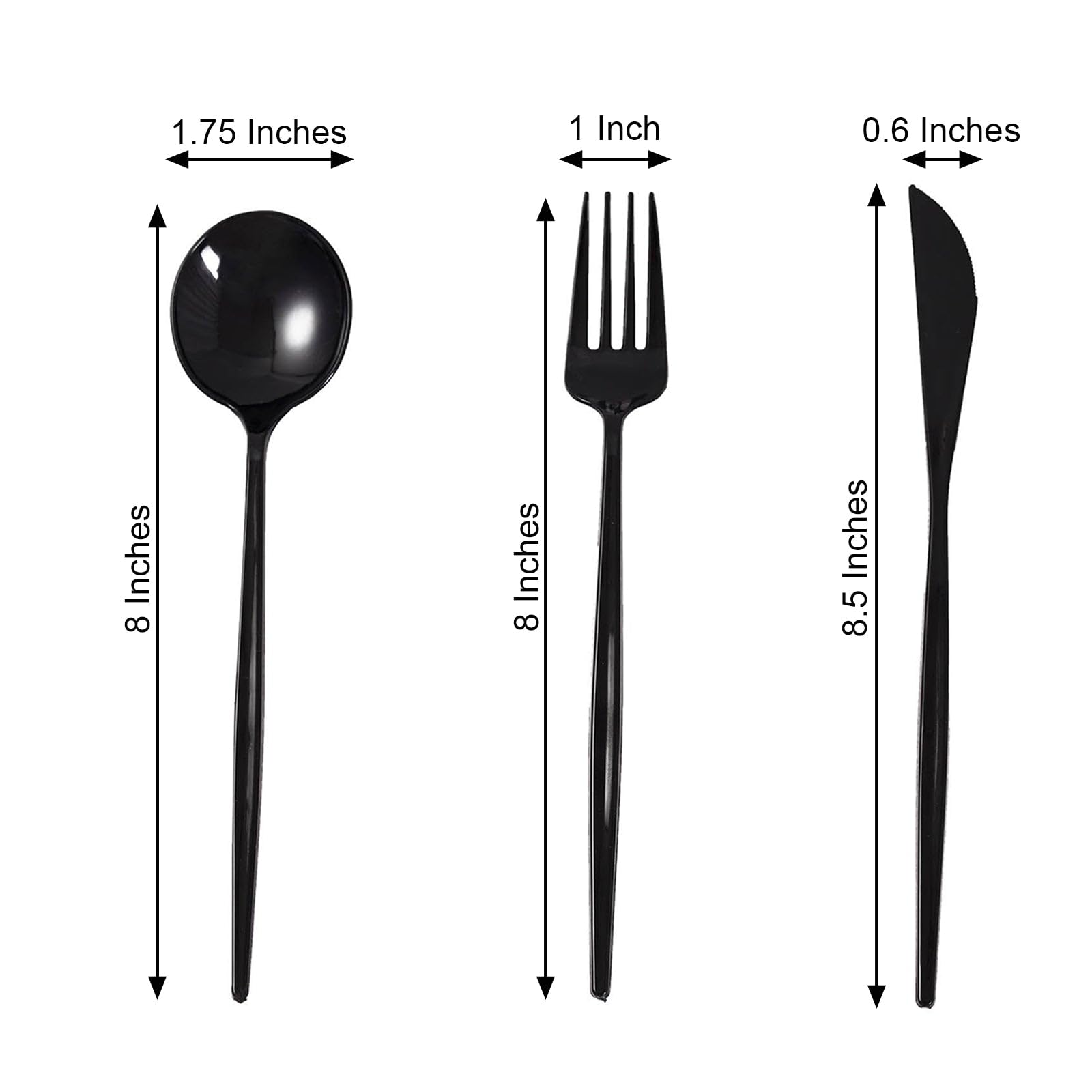 Efavormart 24 Pack | Black Sleek Modern Flatware Set, Premium Plastic Silverware Cutlery Set - 8"