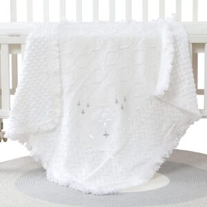 booulfi baby christening blanket newborn unisex baptism white baby blanket shawl knitted baptism blankets for babies