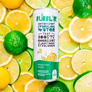 BUBBL'R Sparkling Water, 3 Flavors with Natural Caffeine, Antioxidants, 0 Sugar - 12 Fl Oz Cans, 12 Count