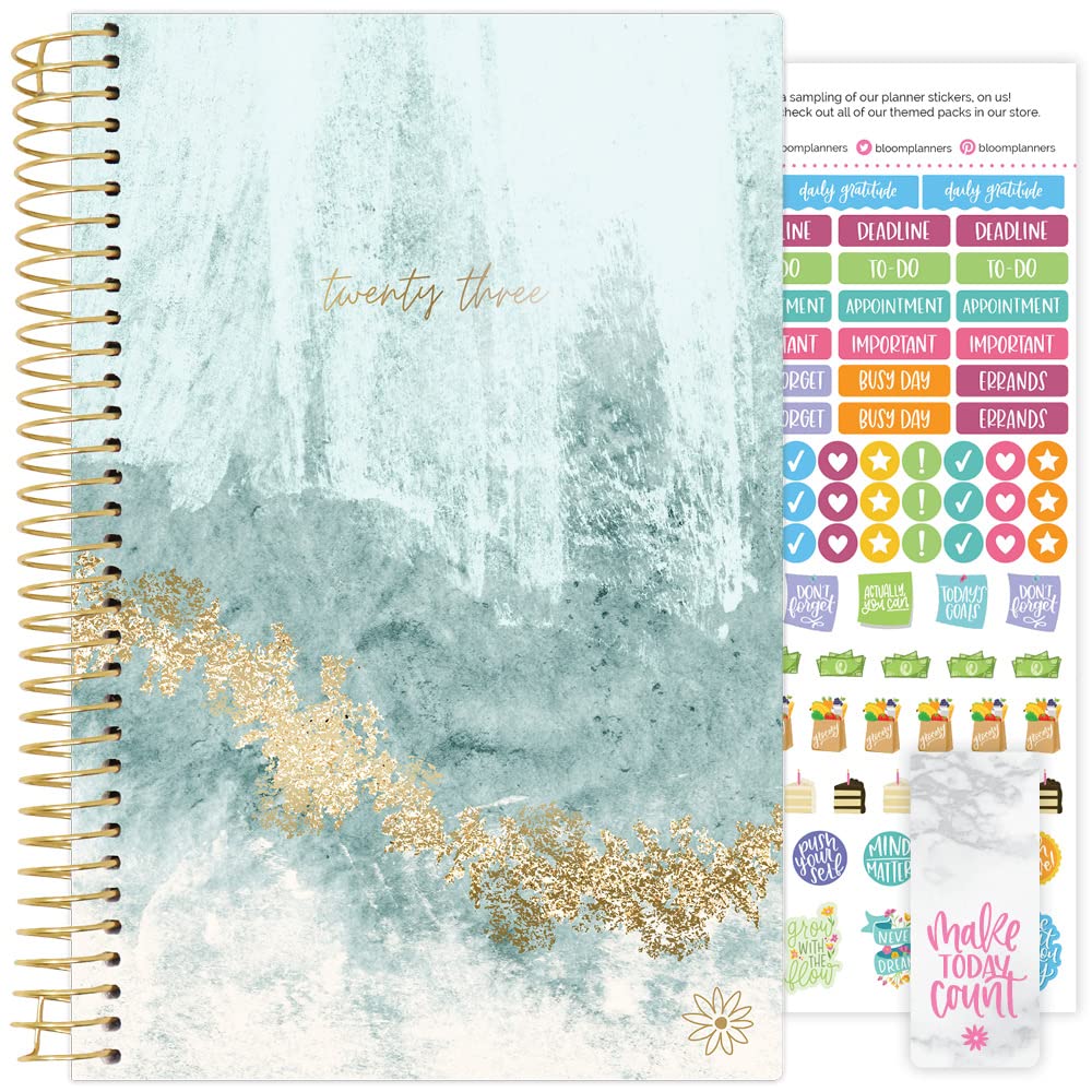 bloom daily planners 2023 Calendar Year Day Planner (January 2023 - December 2023) - 5.5” x 8.25” - Weekly/Monthly Agenda Organizer Book with Stickers & Bookmark - Crystal Blue