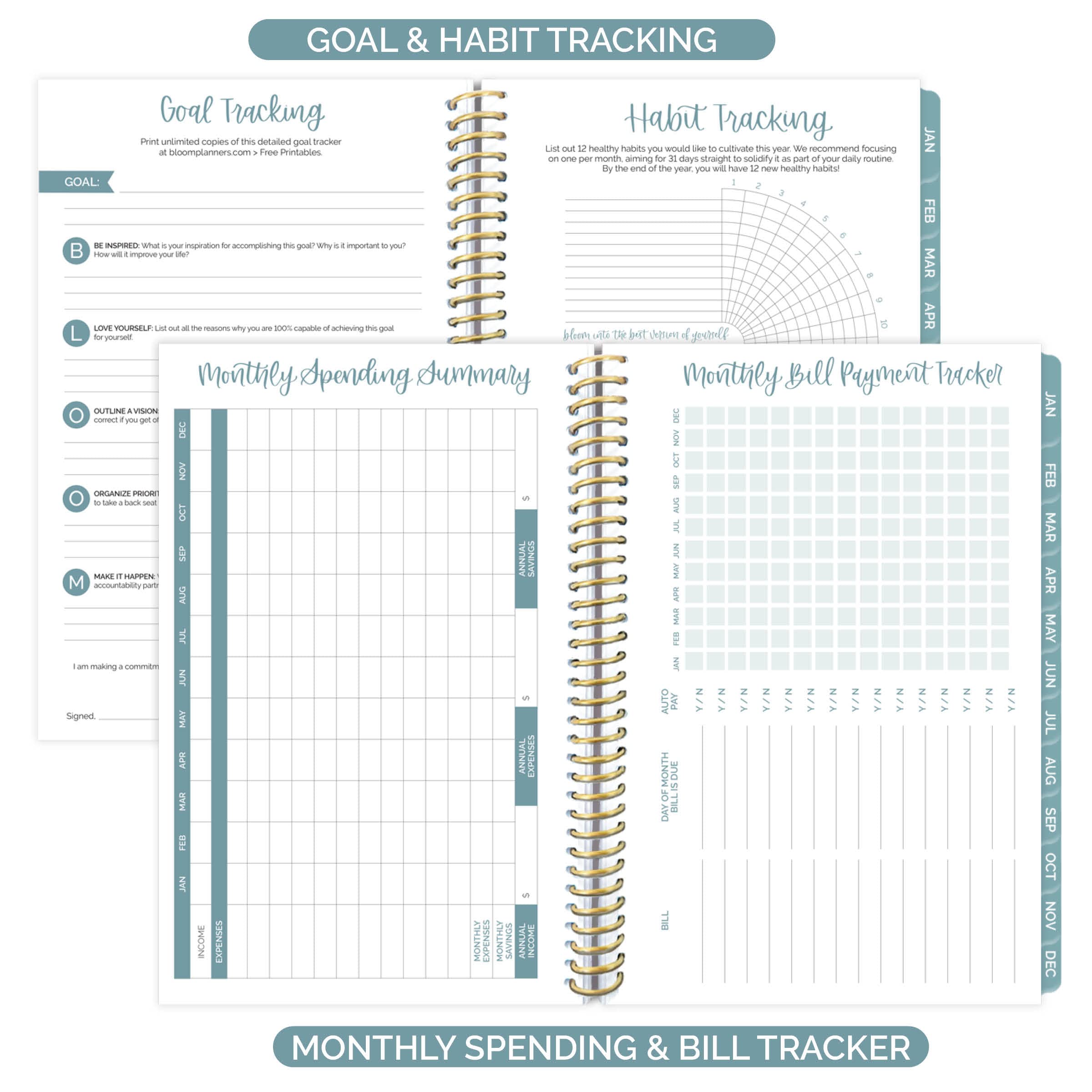 bloom daily planners 2023 Calendar Year Day Planner (January 2023 - December 2023) - 5.5” x 8.25” - Weekly/Monthly Agenda Organizer Book with Stickers & Bookmark - Crystal Blue