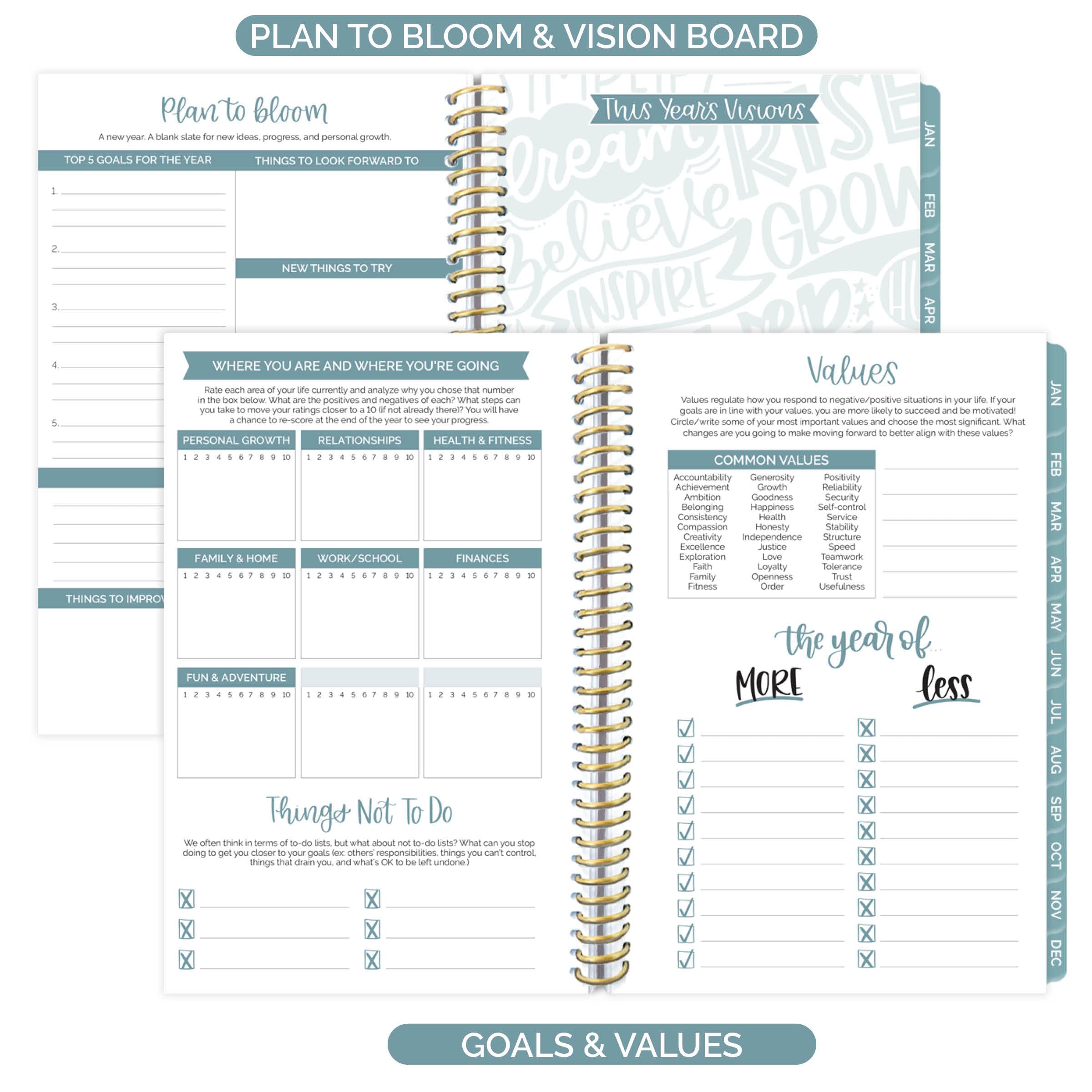 bloom daily planners 2023 Calendar Year Day Planner (January 2023 - December 2023) - 5.5” x 8.25” - Weekly/Monthly Agenda Organizer Book with Stickers & Bookmark - Crystal Blue