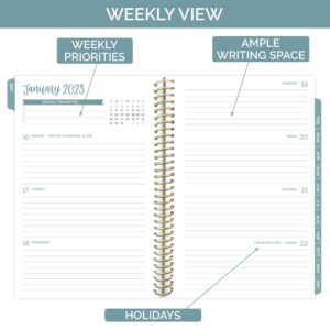 bloom daily planners 2023 Calendar Year Day Planner (January 2023 - December 2023) - 5.5” x 8.25” - Weekly/Monthly Agenda Organizer Book with Stickers & Bookmark - Crystal Blue