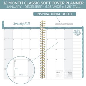 bloom daily planners 2023 Calendar Year Day Planner (January 2023 - December 2023) - 5.5” x 8.25” - Weekly/Monthly Agenda Organizer Book with Stickers & Bookmark - Crystal Blue