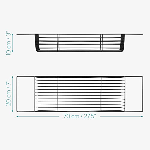 Navaris Wire Bath Tray - Metal Bathtub Caddy Rack - Over Bath Tub Bridge Organizer Storage Shelf - Bath Accessories Holder Basket for Bathtub - Black