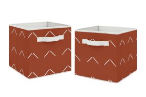 sweet jojo designs boho arrow foldable fabric storage cube bins boxes organizer toys baby kids - set of 2 - ivory burnt orange rust farmhouse southwest shabby chic bohemian diamond tuft collection