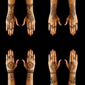 Large Henna Tattoo Stencil Kit,12 Sheets Henna Tattoo stickers for Hand Forearm Glitter Airbrush Diy Tattooing Template, Indian Temporary Tattoo Stickers for Women Girls