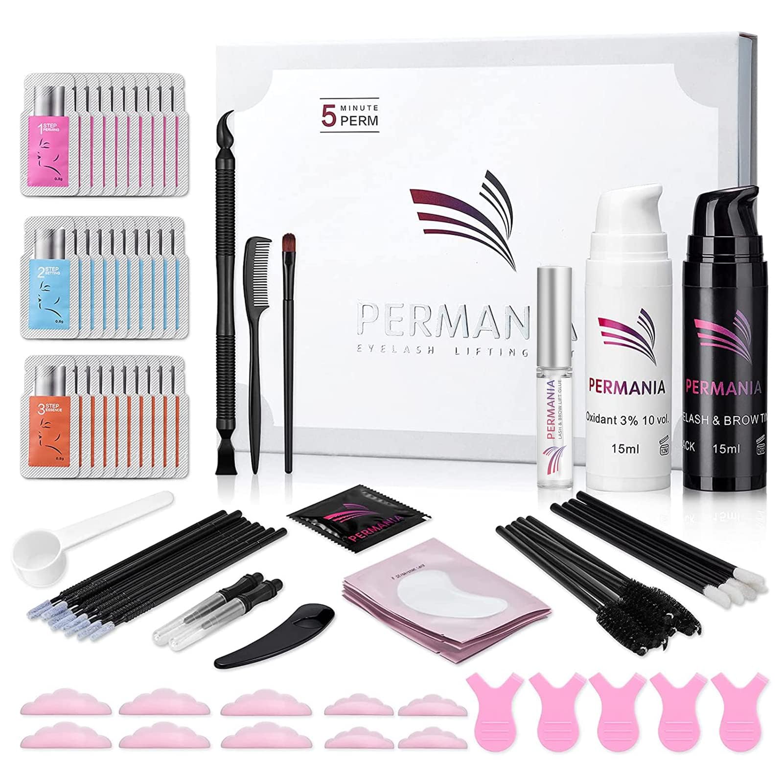 PERMANIA Eyelash Lift Kit, DIY Results Fuller Eyebrows Lifting & Curling for Lashes Salon Quality