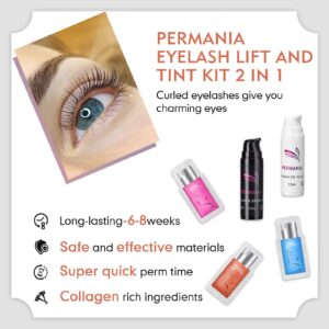 PERMANIA Eyelash Lift Kit, DIY Results Fuller Eyebrows Lifting & Curling for Lashes Salon Quality