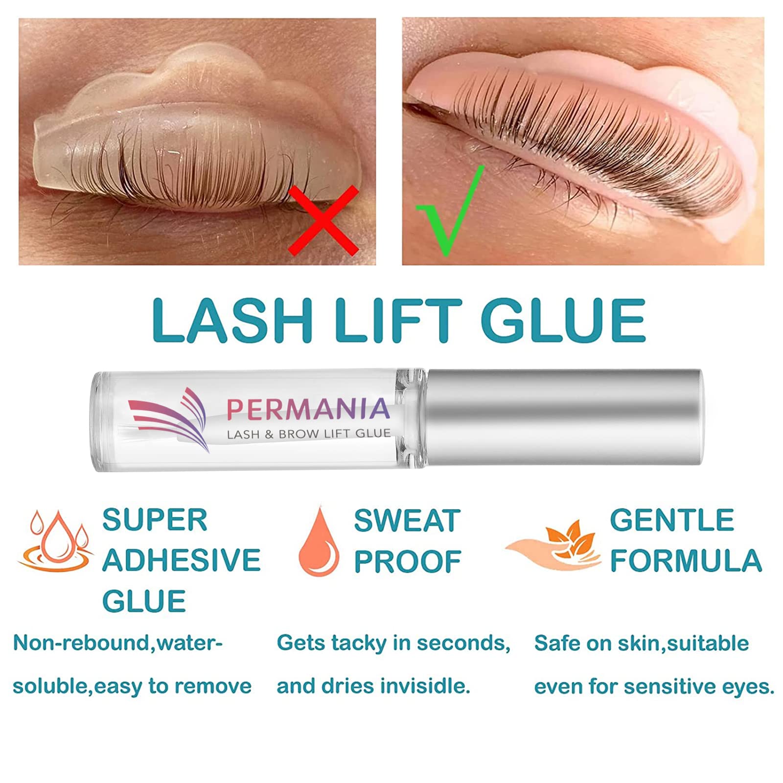 PERMANIA Eyelash Lift Kit, DIY Results Fuller Eyebrows Lifting & Curling for Lashes Salon Quality