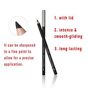 Black Eyeliner Pencil Set - 12 PCs Smudge Proof Matte Waterproof Long Lasting Makeup Eye Liners