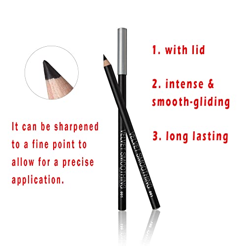 Black Eyeliner Pencil Set - 12 PCs Smudge Proof Matte Waterproof Long Lasting Makeup Eye Liners