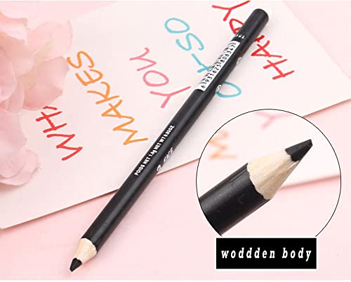 Black Eyeliner Pencil Set - 12 PCs Smudge Proof Matte Waterproof Long Lasting Makeup Eye Liners