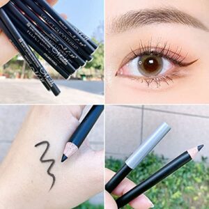 Black Eyeliner Pencil Set - 12 PCs Smudge Proof Matte Waterproof Long Lasting Makeup Eye Liners