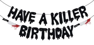 glitter have a killer birthday banner - halloween birthday banner - horror movie party, halloween zombie vampire party decoration supplies