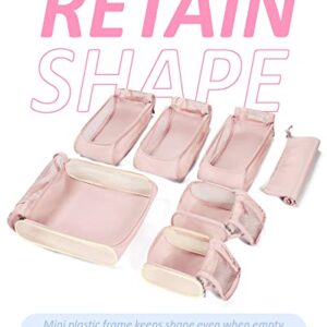 BAGSMART Keep Shape Packing Cubes, 7 Set Packing Cubes for Travel, Lightweight Travel Cubes for Packing, Suitcase Organizer Bags Set for Travel Essentials Baby Pink