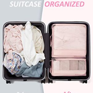 BAGSMART Keep Shape Packing Cubes, 7 Set Packing Cubes for Travel, Lightweight Travel Cubes for Packing, Suitcase Organizer Bags Set for Travel Essentials Baby Pink