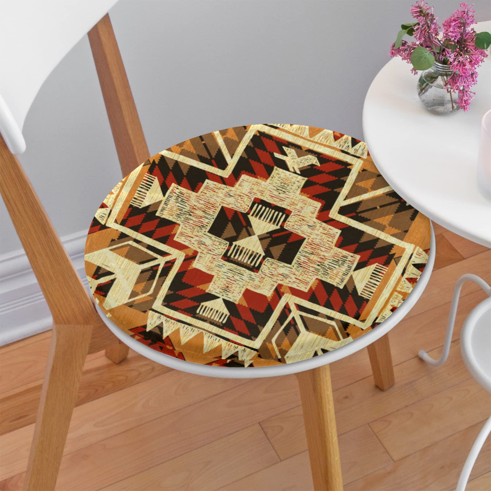 Arrow Round Seat Cushion, Native American Style Pattern Chair Cushions Soft Memory Foam Chair Pad Reversible Washable Seat Chair Pad with Zipper for Office Kitchen Dining Room Chair