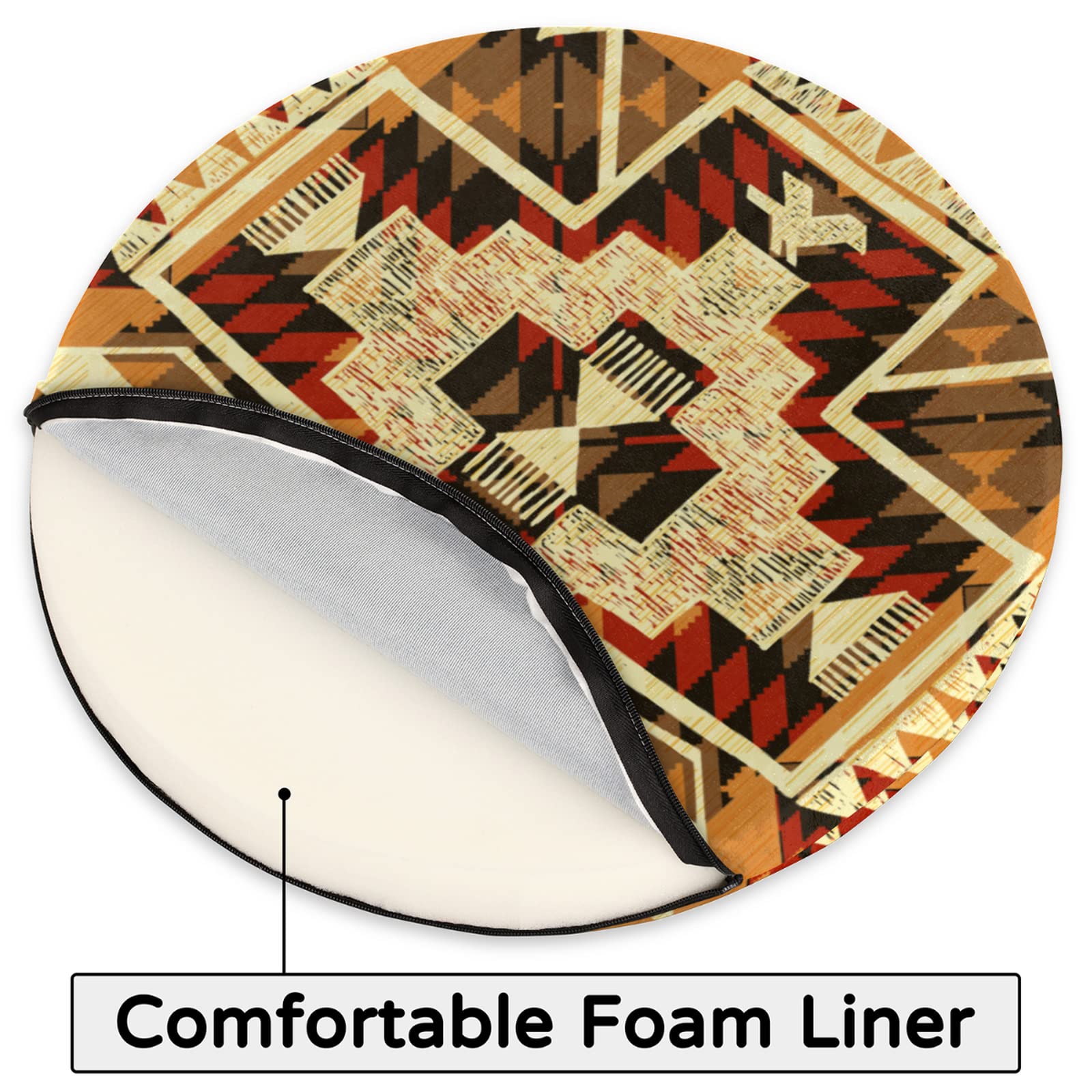 Arrow Round Seat Cushion, Native American Style Pattern Chair Cushions Soft Memory Foam Chair Pad Reversible Washable Seat Chair Pad with Zipper for Office Kitchen Dining Room Chair