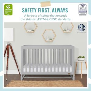 Dream On Me Arlo 5-in-1 Convertible Crib in Pebble Grey, JPMA Certified, 3 Mattress Height Settings, Non-Toxic Finish, Made of Sustainable and Sturdy Pinewood