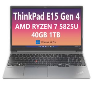 oem lenovo thinkpad e15 gen 4, 15.6" fhd ips, amd ryzen 7 5825u octa core (beats intel i7-1355u), 40gb ram, 1tb nvme, wifi 6, bluetooth, rj-45, w10p, mineral metallic (silver), business laptop