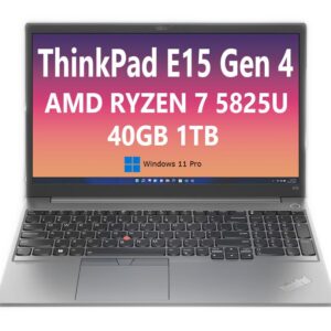 OEM Lenovo ThinkPad E15 Gen 4, 15.6" FHD IPS, AMD Ryzen 7 5825U Octa Core (Beats Intel i7-1355U), 40GB RAM, 1TB NVMe, WiFi 6, Bluetooth, RJ-45, W10P, Mineral Metallic (Silver), Business Laptop