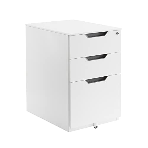 Amazon Basics 3 Drawer Mobile File Cabinet With Lock, White, 20.71" D x 15.51" W x 24.29" H