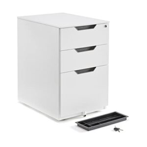 Amazon Basics 3 Drawer Mobile File Cabinet With Lock, White, 20.71" D x 15.51" W x 24.29" H