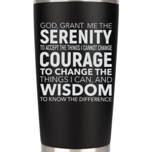 JENVIO Serenity Prayer Gifts | Stainless Steel Travel Tumbler Mug w/Lid and 2 Straws | Courage Wisdom Unique Coffee Sober AA Sobriety Gifts for Recovery Alcoholics Anonymous Valentine's Day