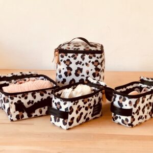 Petunia Pickle Bottom Inter-Mix 4-Piece Packing Cube Set| Portable Organization for Baby Essentials | Perfect Baby Caddy to Keep Everything Organized in Diaper Bag, Stroller or Nursery – Moon Leopard