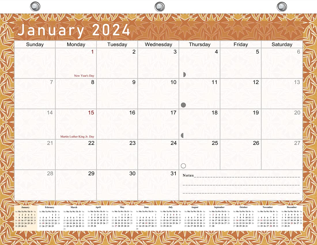 2024 Calendar 12 Months Student Calendar/Planner for 3-Ring Binder, Desk, or Wall -v025